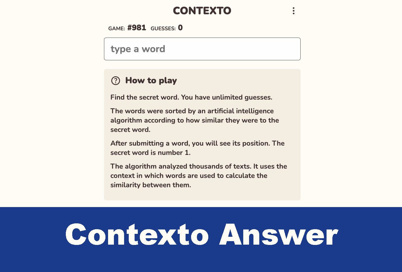 Contexto Answer - Today Contexto Game Answers and Hints